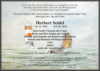 Traueranzeigen von Herbert Seidel | nordwest-trauer.de