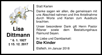 Traueranzeigen von Lisa Dittmann | nordwest-trauer.de
