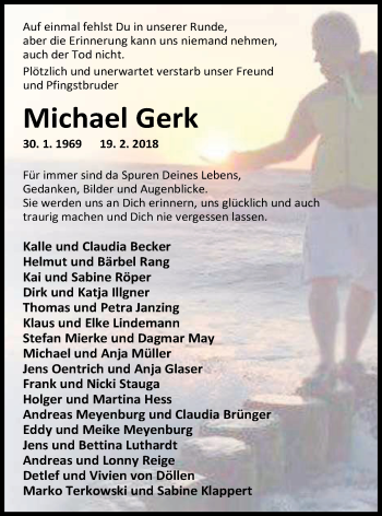 Traueranzeigen von Michael Gerk | nordwest-trauer.de