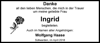 Traueranzeigen von Ingrid Haase | nordwest-trauer.de