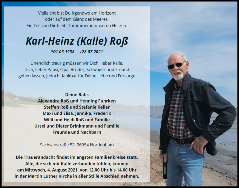 Traueranzeigen von Karl-Heinz Roß | nordwest-trauer.de