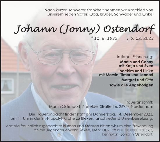 Traueranzeigen von Johann Ostendorf | nordwest-trauer.de Traueranzeigen von Johann Ostendorf | nordwest-trauer.de
