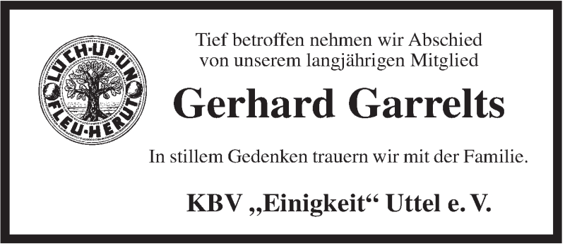 Traueranzeigen von Gerhard Garrelts | nordwest-trauer.de