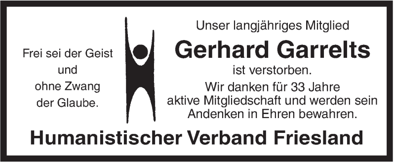Traueranzeigen von Gerhard Garrelts | nordwest-trauer.de