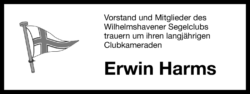 Traueranzeigen von Erwin Harms | nordwest-trauer.de