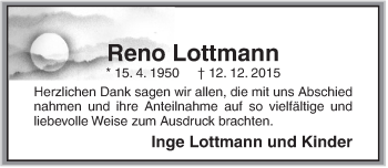 Traueranzeigen von Reno Lottmann | nordwest-trauer.de