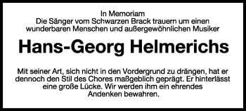 Traueranzeigen von Hans-Georg Helmerichs | nordwest-trauer.de