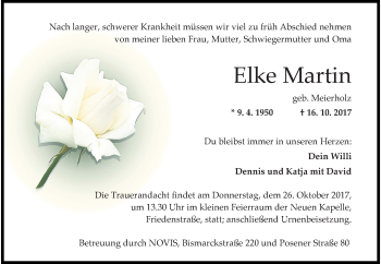 Traueranzeigen von Elke Martin | nordwest-trauer.de