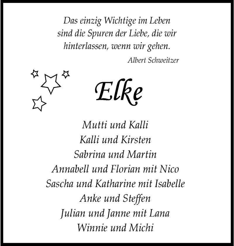 Traueranzeigen von Elke Martin | nordwest-trauer.de