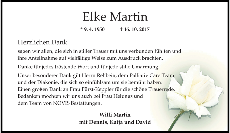 Traueranzeigen von Elke Martin | nordwest-trauer.de