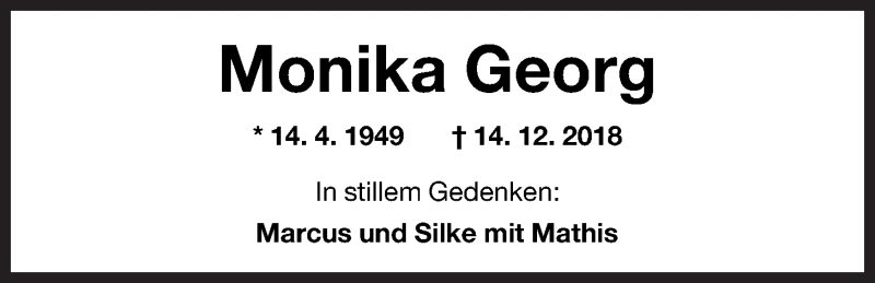 Traueranzeigen von Monika Georg | nordwest-trauer.de