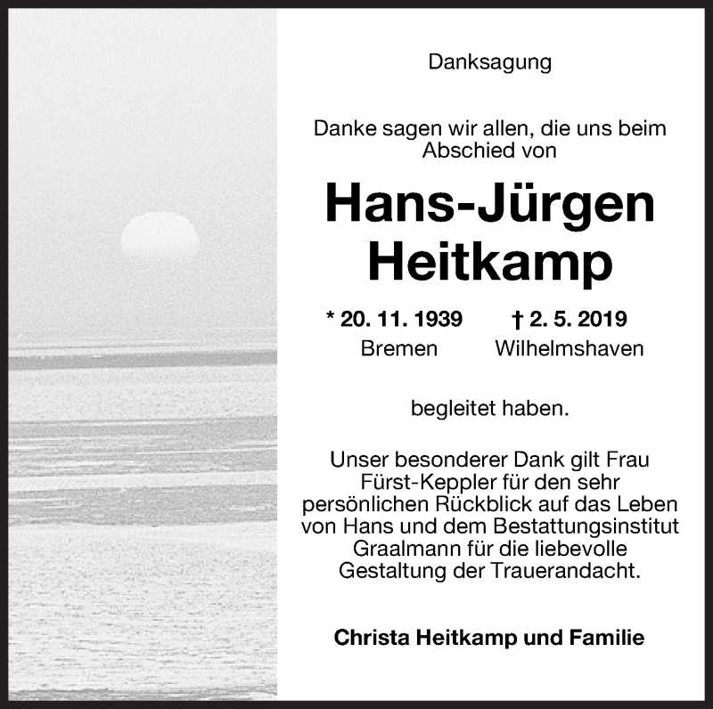 Traueranzeigen von Hans-Jürgen Heitkamp | nordwest-trauer.de