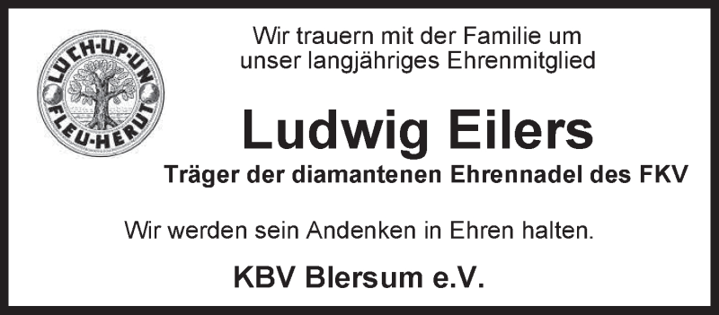 Traueranzeigen von Ludwig Eilers | nordwest-trauer.de
