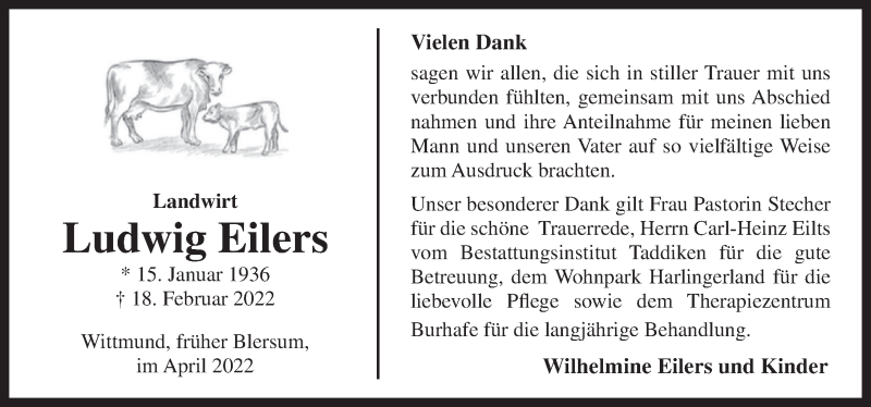 Traueranzeigen von Ludwig Eilers | nordwest-trauer.de