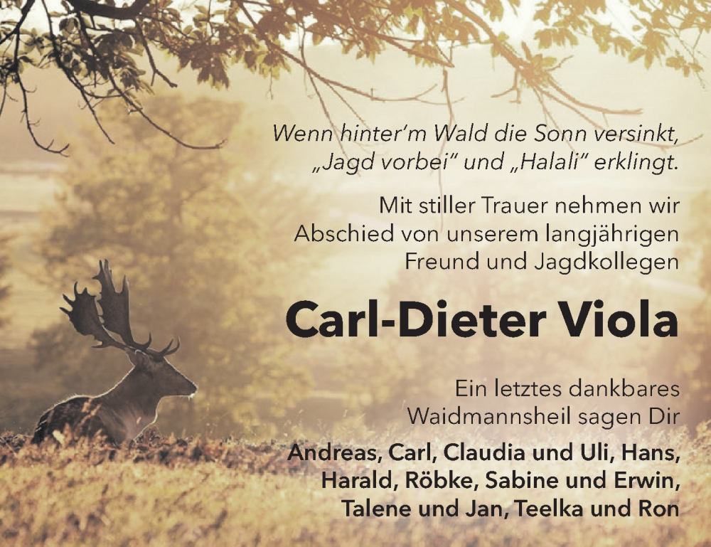 Traueranzeigen von Carl-Dieter Viola | nordwest-trauer.de