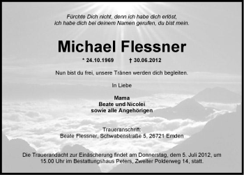 Traueranzeigen von Michael Flessner | nordwest-trauer.de